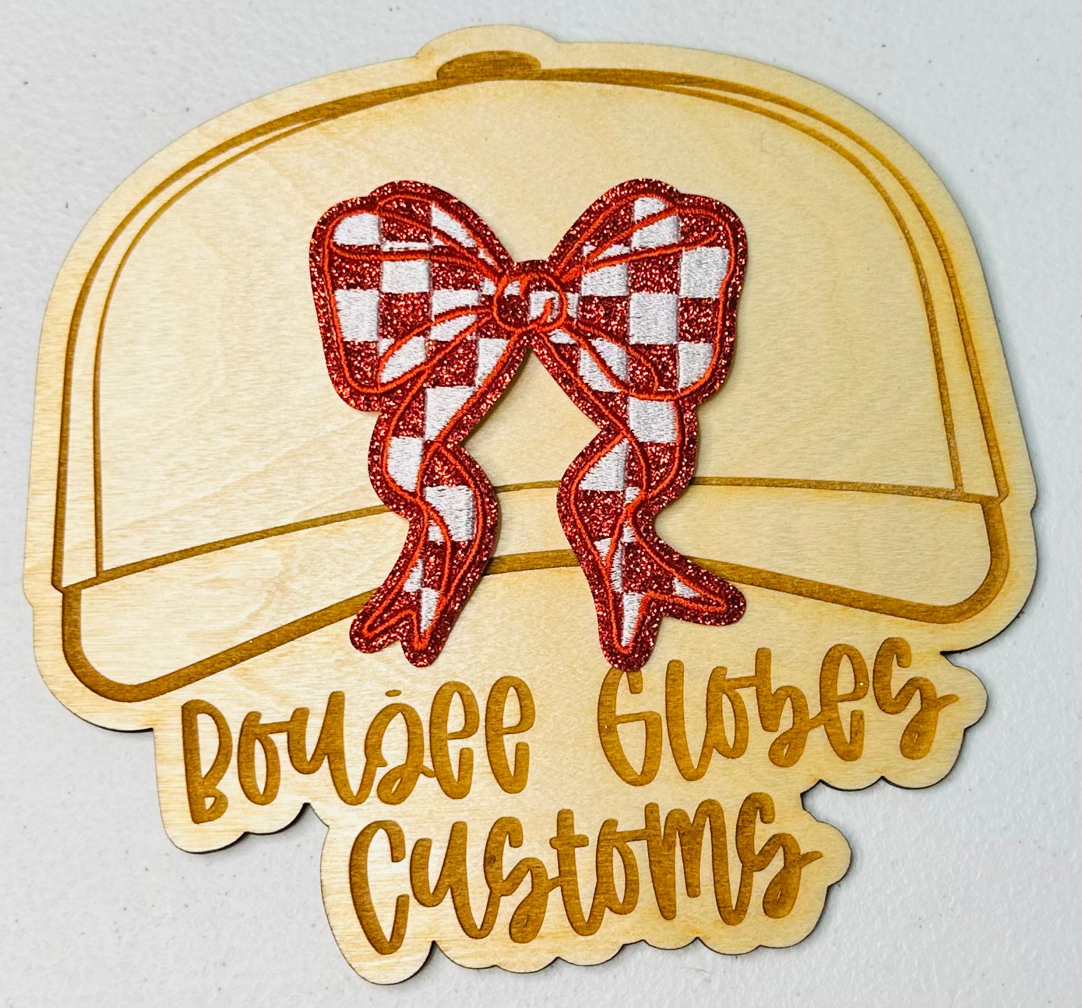 Glitter Red and White Checkered Bow Iron On Hat Patch – Custom Boujee ...