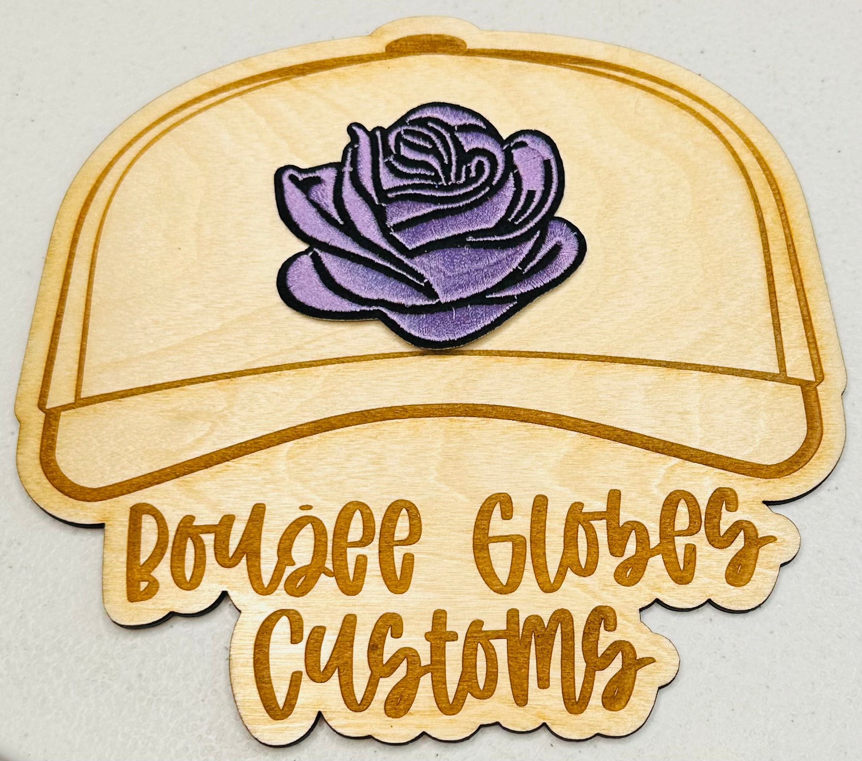 Embroidered light purple rose iron on hat patch – Custom Boujee Snow Globes